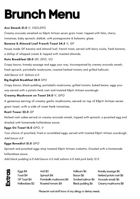 Menu - The George Cafe