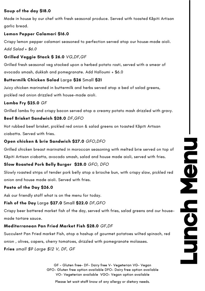 Menu - The George Cafe