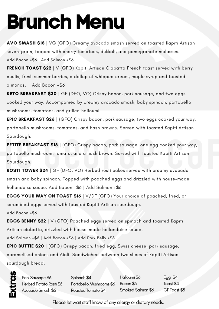 Menu - The George Cafe